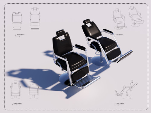 2 in 1 Barber Armchair 59 Revit High Quality | RevitImport