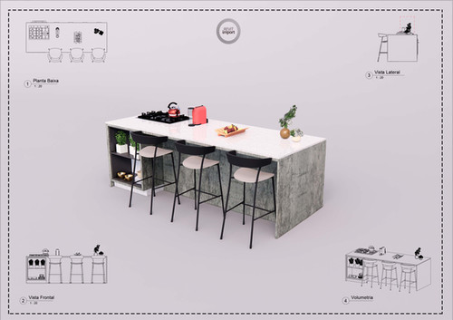 N Decorated kitchen Island 3 Revit High Quality | RevitImport