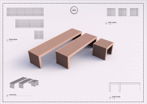 R Kit 3 Benchs Gaia Revit High Quality | RevitImport