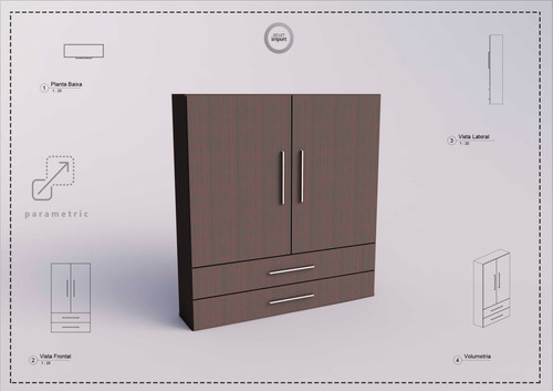 E Parametric Wardrobe 2 Doors Revit | RevitImport
