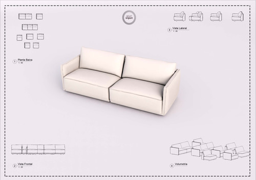 R Sofa Modular Romeo With 8 Modules | RevitImport
