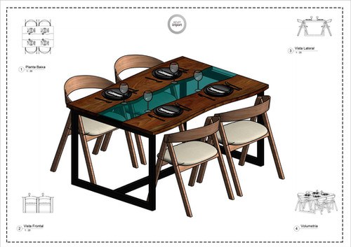 G Parametric Dinner 6 Table + Chair Revit | RevitImport