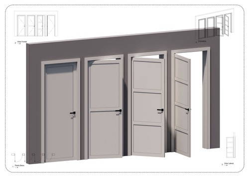 Parametric Door 1 - 4 modules Revit | RevitImport