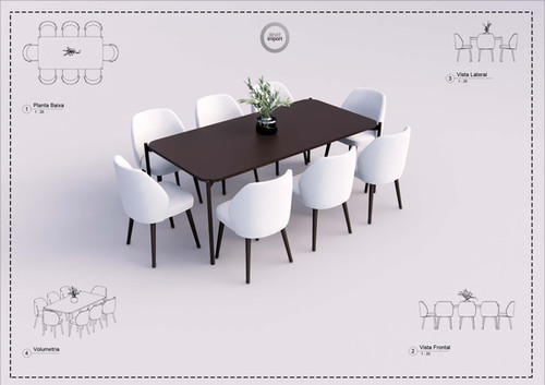 M Parametric M 199 Dinner Table + Chair Revit | RevitImport