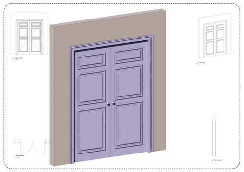 Parametric Duble Wooden Door With Boiserie Revit | RevitImport
