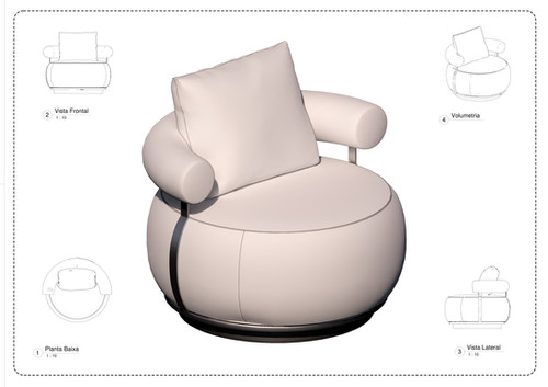 V ArmChair Cermel Low Poly Quality | RevitImport