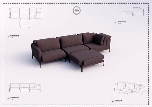 R Sofa Modular Linus Revit High Quality | RevitImport