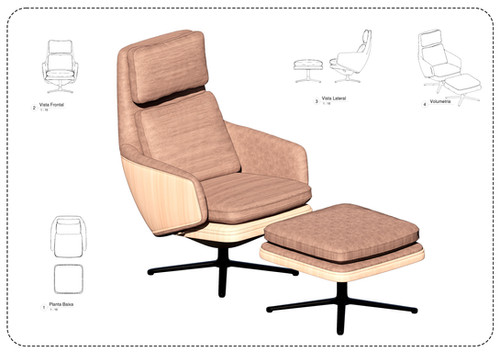 V Armchair 42 Revit High Quality | RevitImport