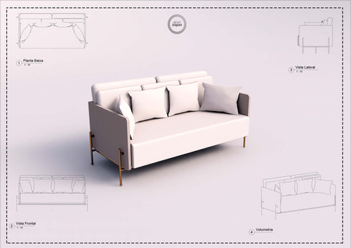R Sofa 50 2 Sizes Revit High Quality | RevitImport