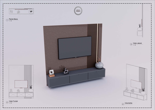 G Parametric Rack TV Panel 2 Revit Decorated | RevitImport