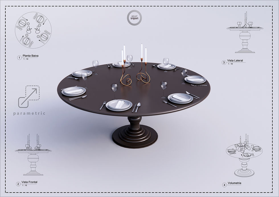 Parametric G Decorated Classic Dining Table Revit | RevitImport