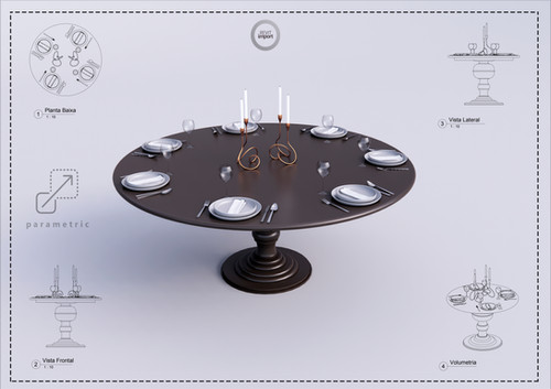 Parametric G Decorated Classic Dining Table Revit | RevitImport