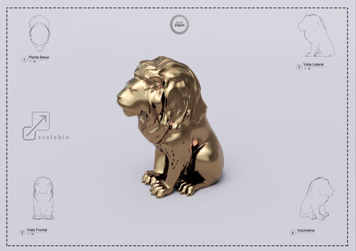 M Lion Sculpture Scalable Revit High Quality | RevitImport