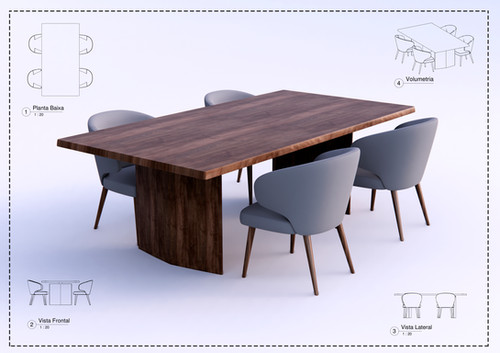 Set Table and armchair Revit 45 High Quality | RevitImport