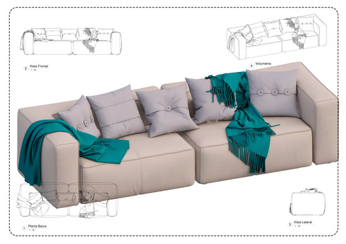V Sofa 01 Scalable Revit High Quality | RevitImport