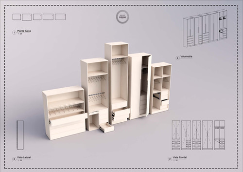 F Parametric Kit With 5 2-Door Wardrobes | RevitImport