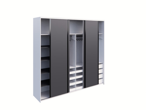 F Parametric MBQ_002_Wardrobe 04 Sliding Doors Drawer And 02 Shoe Racks ...