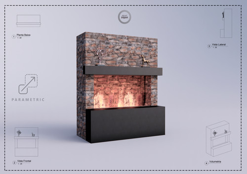Parametric G Fireplace Decorated 3 Revit High Quality | RevitImport