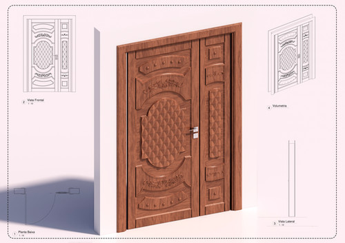 Parametric Old Wooden Door Revit High Quality | RevitImport