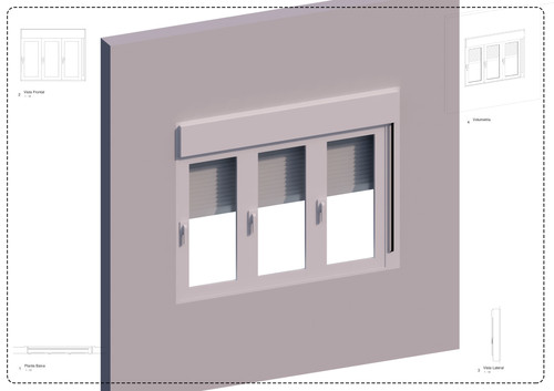 Parametric V 3-leaf window with shutter Revit High Quality | RevitImport