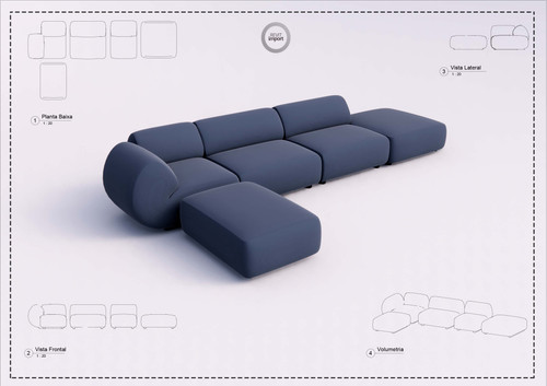 R Sofa Modular Dobra Revit High Quality | RevitImport