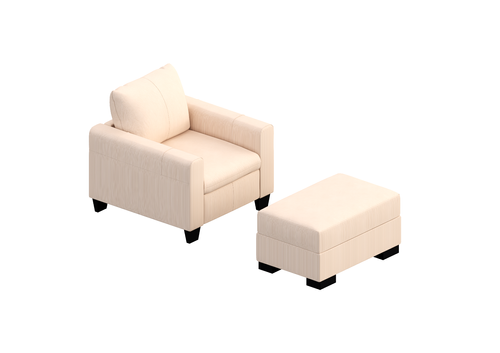 R SET Armchair + Pouf Blanc Revit | RevitImport
