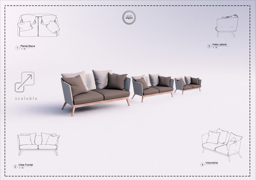 Sofa 100 Scalable Revit High Quality | RevitImport