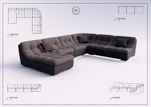 Sofa 125 Revit High Quality | RevitImport