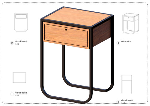 Parametric Bedside Table Slim 2 Revit | RevitImport