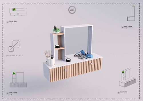 N Parametric Dressing Table Ripped Center Decorated | RevitImport