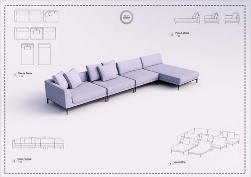 R Sofa Modular Touch Revit High Quality | RevitImport