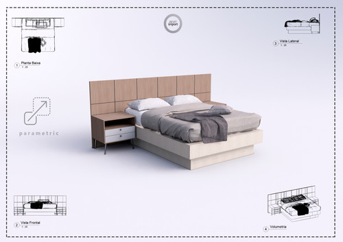 G Parametric Bed With Headboard Revit High Quality | RevitImport