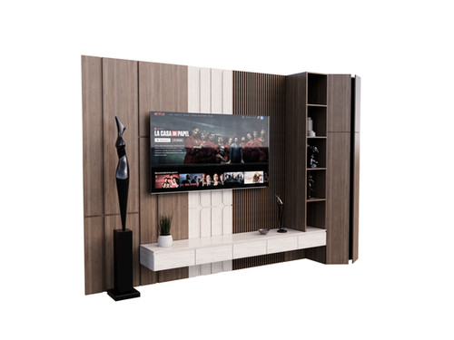 M Parametric Decorated Rack TV 004 Family Revit Blocks | RevitImport