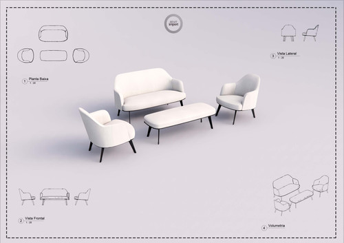 M Kit Sofa Armchair Chaise SP Salon Revit | RevitImport