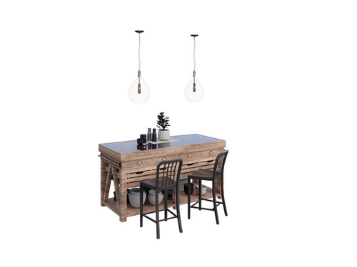 Decorated kitchen Island + Chair 1 Block Family Revit | RevitImport