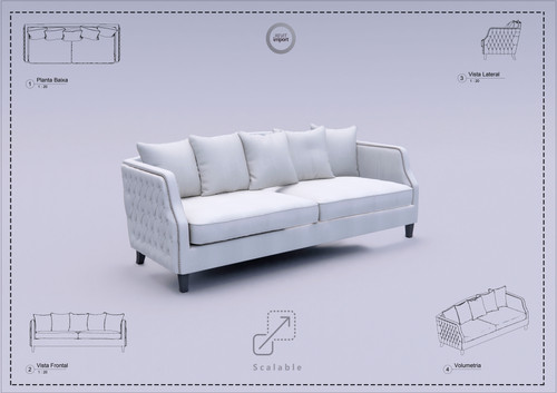Sofa 87 Scalable Revit High Quality | RevitImport