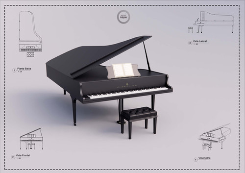 R Grand Piano Revit High Quality | RevitImport