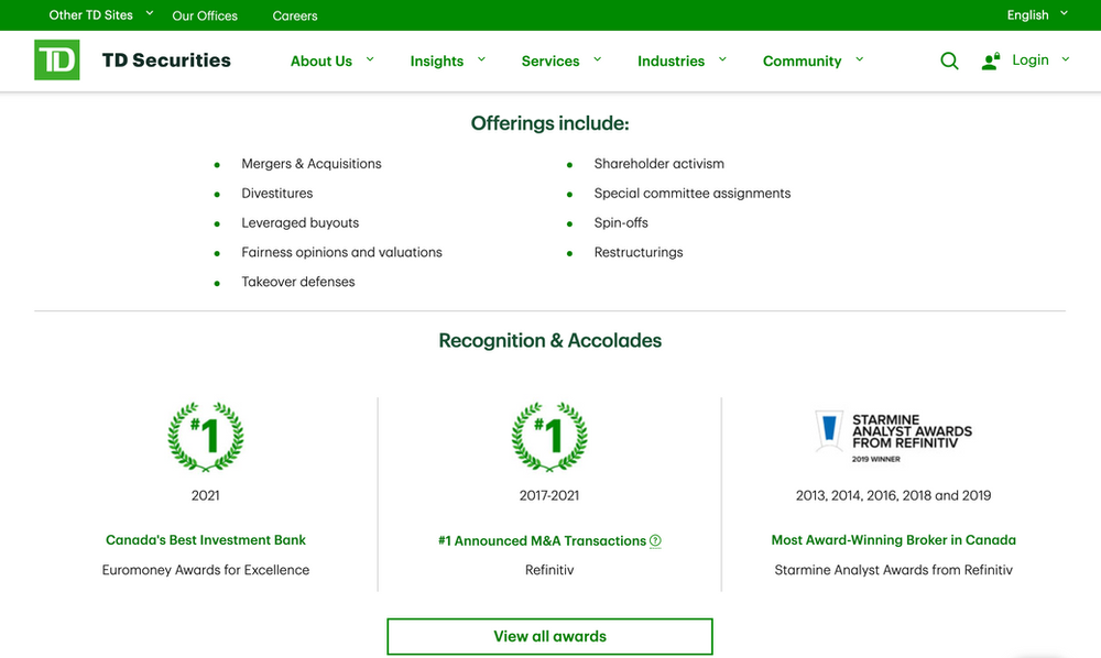 Why TD Securities for Investment Banking? / Overview of TD Securities
