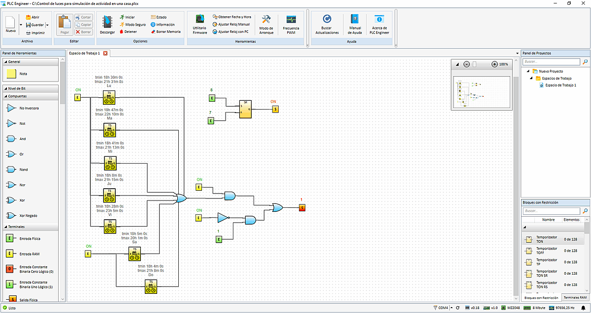 Simulador de PLC en FBD o Ladder