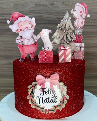 Topo Feliz Natal Aquarelado 2 | Amor de Mãe