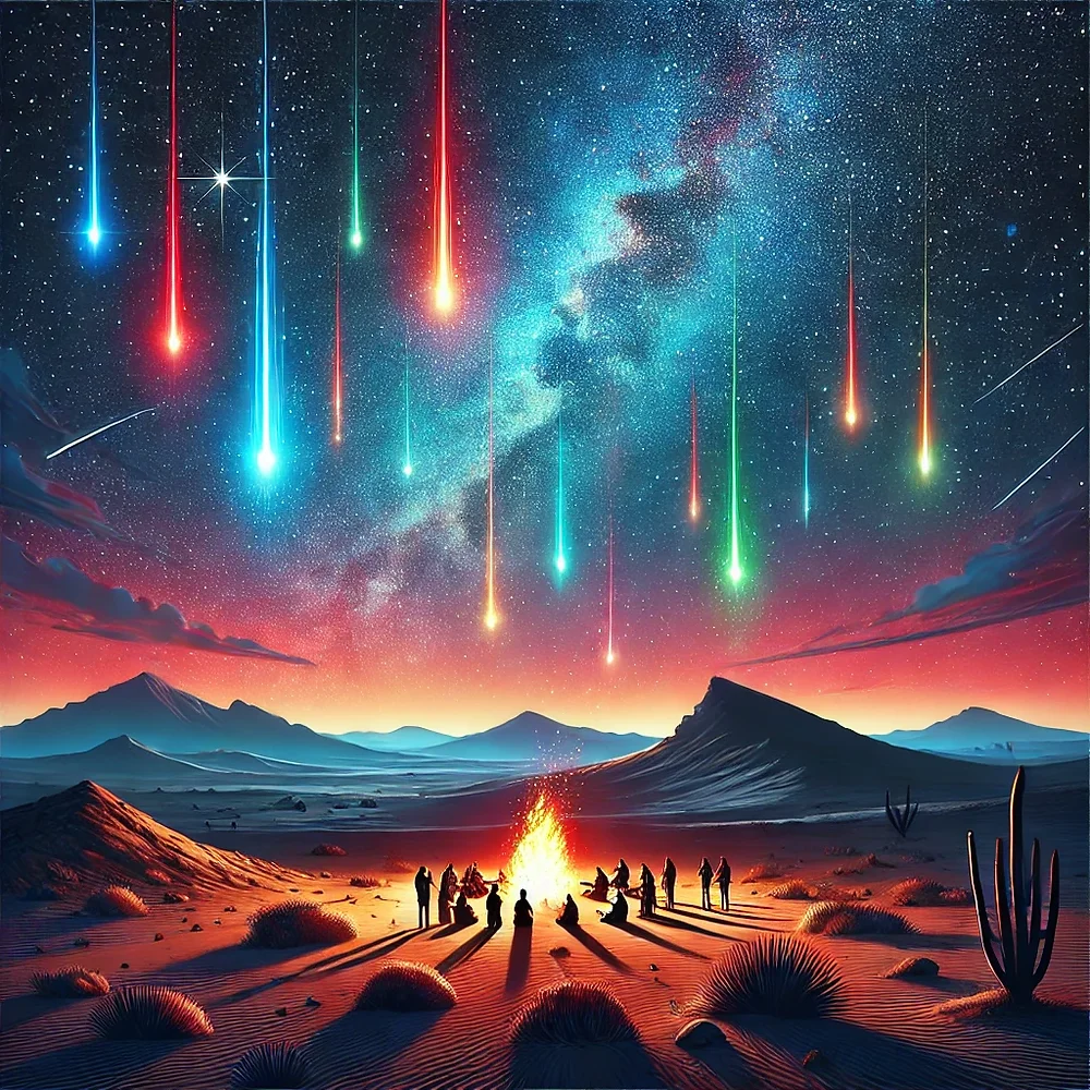 Falling Stars in Various Colors: A Cosmic Light Show🎨🎇