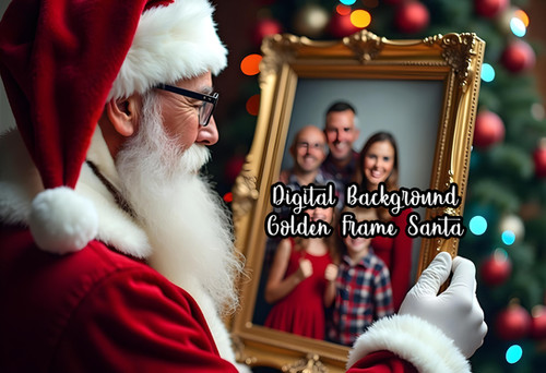 Santa Gold Frame template digital | tinyatelierbackdrops