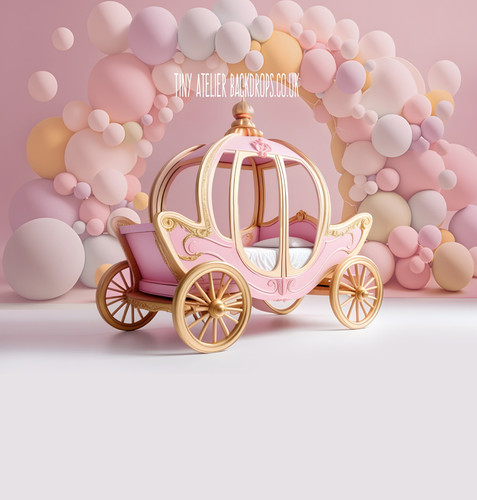 Pink Princess carriage balloons | tinyatelierbackdrops