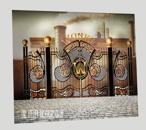Willy Wonka Chocolate Factory Gate Backdrop | tinyatelierbackdrops