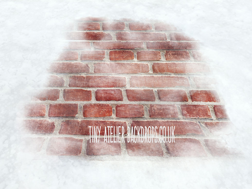 Red brick snowy path perspective floor | tinyatelierbackdrops