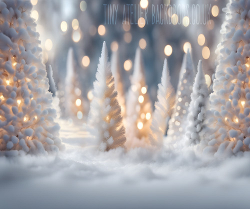 White Snowy forest Backdrop | tinyatelierbackdrops