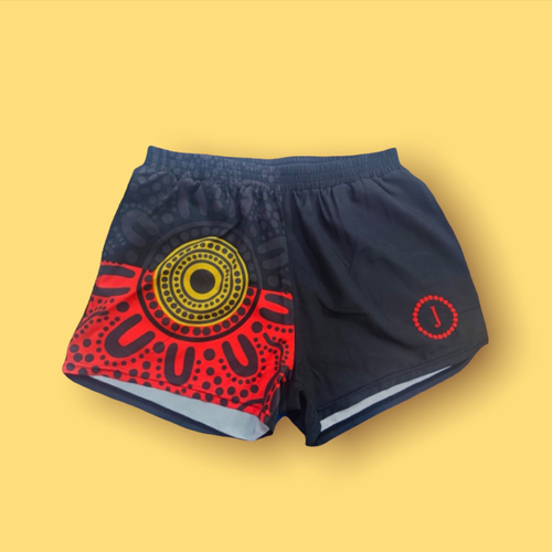 ‘Aboriginal flag’ kids shorts | J Indigenous Designs