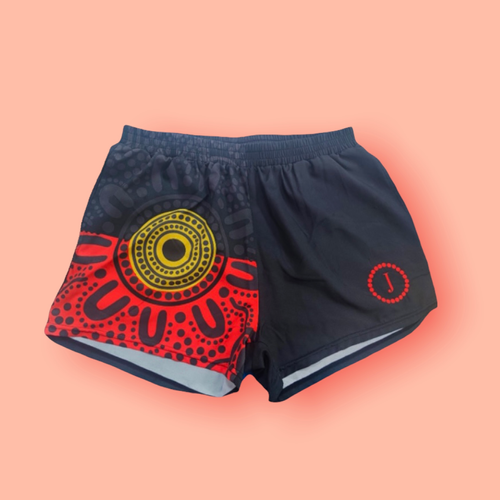 ‘Aboriginal flag’ unisex shorts (adult sizes) | J Indigenous Designs