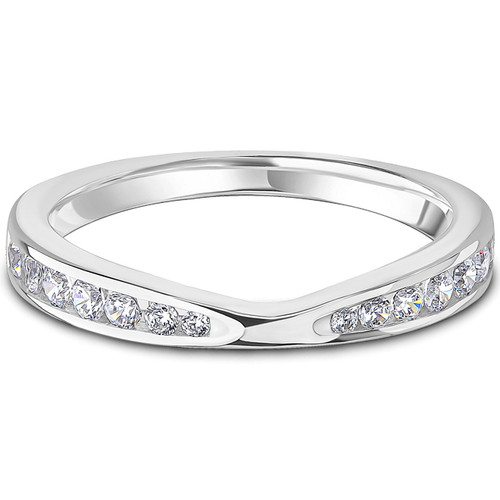 9kt White Gold V-Shaped Channel Set, Curved Diamond Ring | McWhirters ...