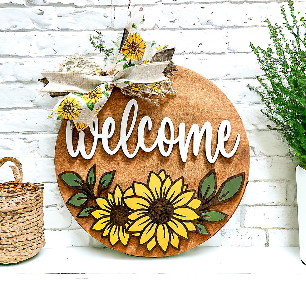 Sunflower Welcome Door Sign | PaintedPalette